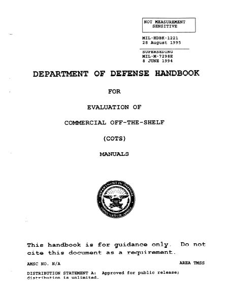 DoD Handbook- Evaluation of Commercial-Off-The-Shelf (COTS) Manuals ...