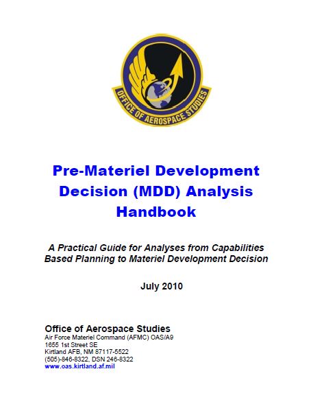 Pre-Materiel Development Decision (MDD) Analysis Handbook | SE Goldmine