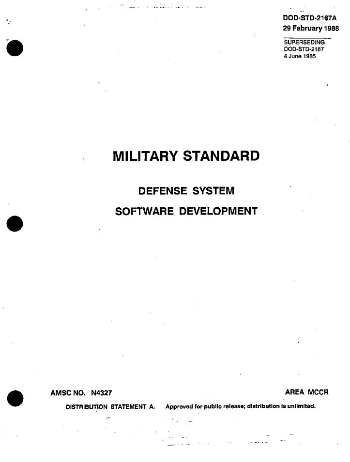 DOD STD- Defense System Software Development (1988) | SE Goldmine
