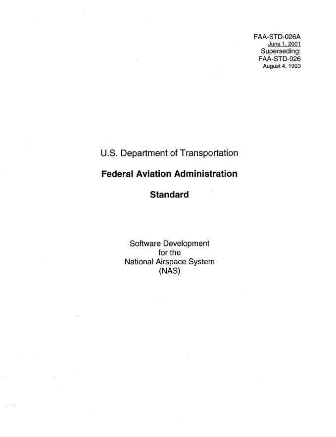 FAA STD- Software Development for the National Airspace System (NAS ...