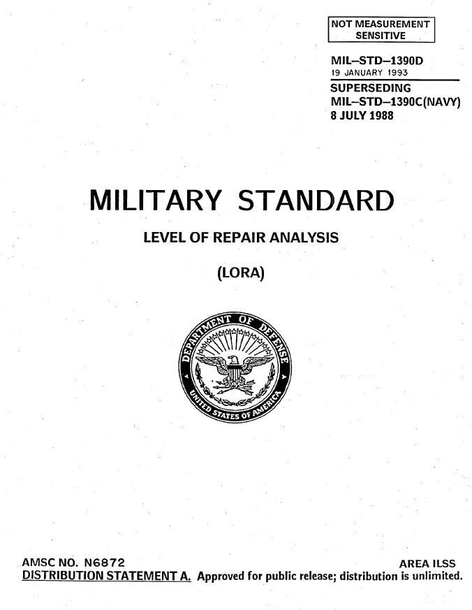 MIL STD- Level of Repair Analysis (LORA) | SE Goldmine