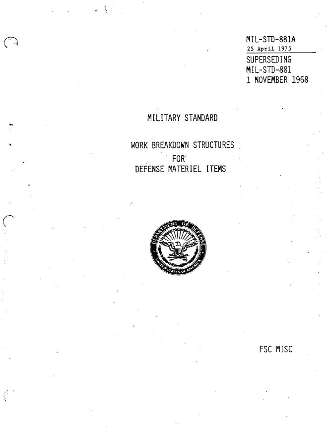 MIL STD- Work Breakdown Structures for Defense Materiel Items (1975 ...