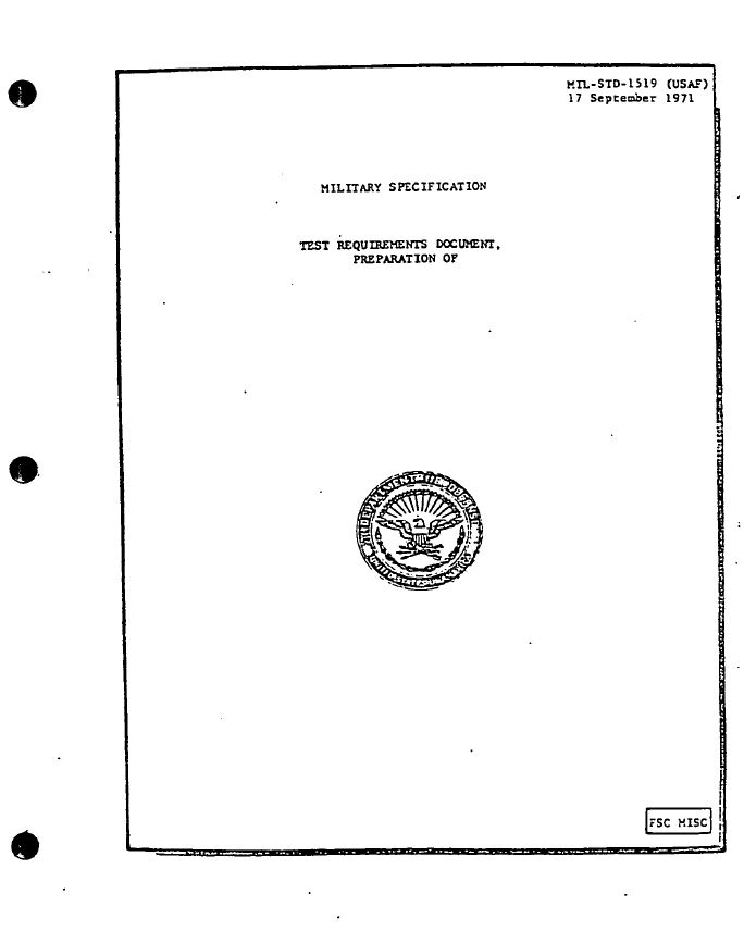 MIL STD- Test Requirements Document (preparation of) | SE Goldmine