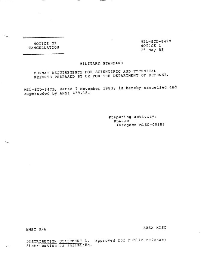 MIL STD- Format Requirements for Scientific and Technical Reports ...