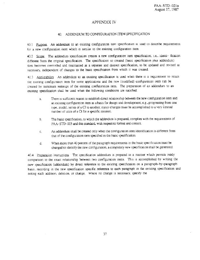 FAA STD-Appendix IV (Addendum to Configuration Item Specification) | SE ...