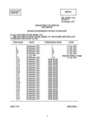 DoD Handbook- Human Engineering Design Guidelines (notice of change ...