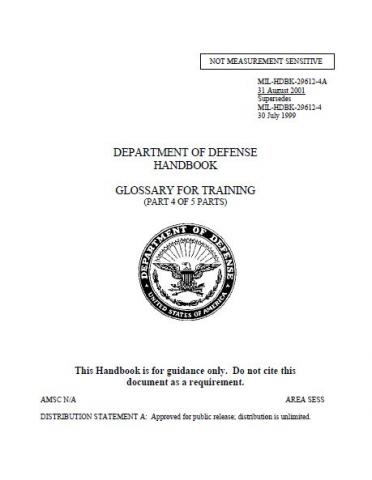 DoD Handbook- Glossary of Training (part 4 of 5 parts) | SE Goldmine