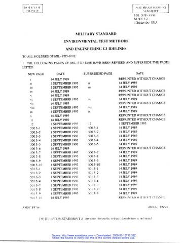 MIL STD- Environmental Test Methods and Engineering Guidelines (1993 ...