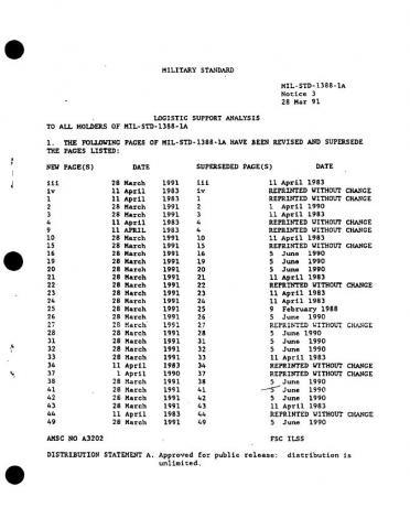 MIL STD- Logistic Support Analysis (LSA) | SE Goldmine
