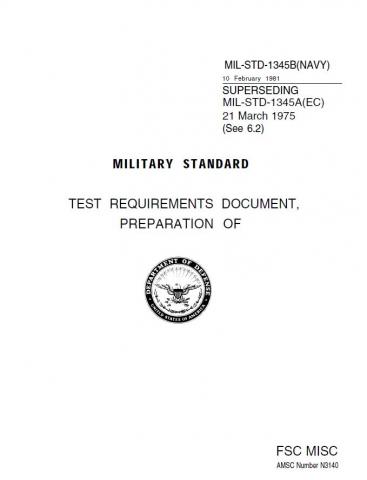 MIL STD- Test Requirements Document (Preparation of) | SE Goldmine