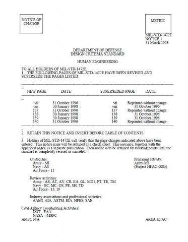 MIL STD- Human Engineering (Notice 1) | SE Goldmine
