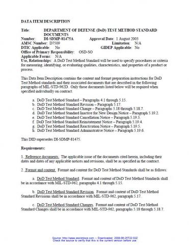 DID- Department of Defense (DoD) Test Method Standard | SE Goldmine